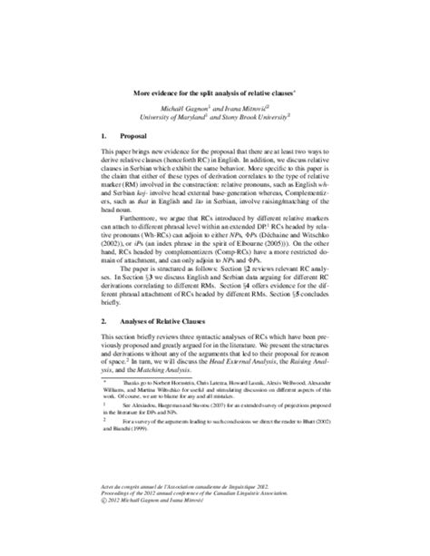 Pdf More Evidence For The Split Analysis Of Relative Clauses