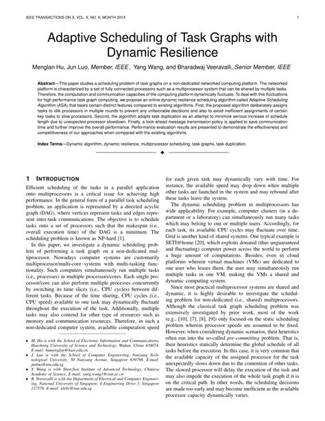 Pdf Adaptive Scheduling Of Task Graphs With Dynamic Resilience