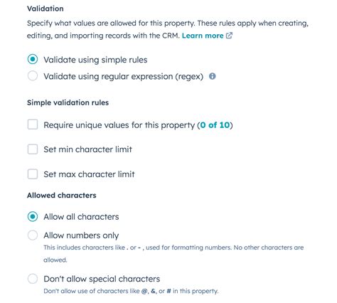 Set Validation Rules For A Property