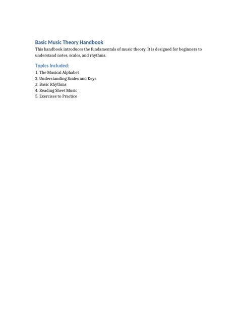 Basic Music Theory Handbook Pdf Foreign Language Studies