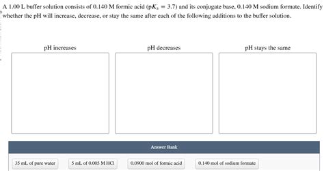 Solved A 1.00L ﻿buffer solution consists of 0.140M ﻿formic | Chegg.com
