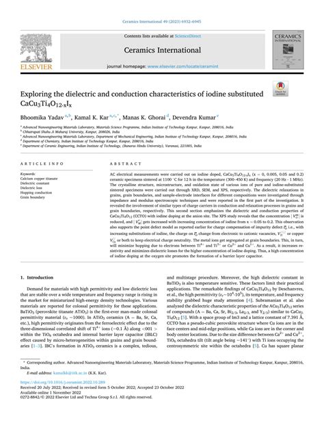 Pdf Exploring The Dielectric And Conduction Characteristics Of Iodine