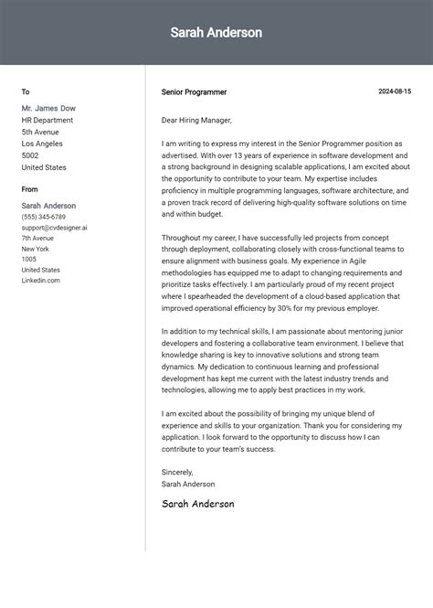 22 Programmer Analyst Cover Letter Examples With Writing Tips For 2024 Cvdesigner Ai