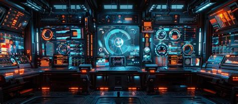 Futuristic Control Room with Digital Interfaces | Premium AI-generated ...