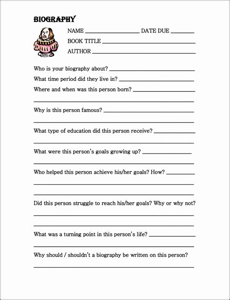 Free Printable Biography Template Templates Printable Download Free