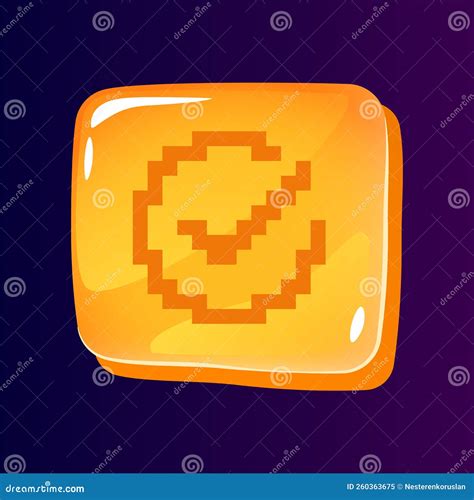 Tick In Circle Glossy Ui Button With Pixelated Icon Stock Vector Illustration Of Pictogram