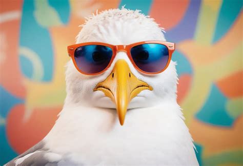 Portrait Of A Seagull Wearing Stylish Sunglasses Stock Illustration
