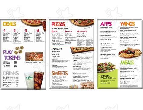 Menu At Chuck E Cheese Pizzeria Wilmington