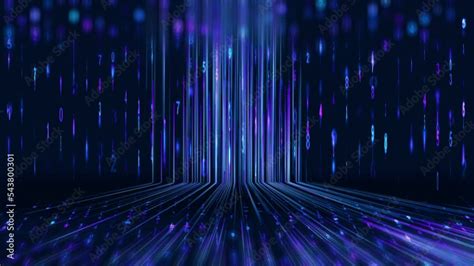 futuristic digital binary information data and streaming binary code in