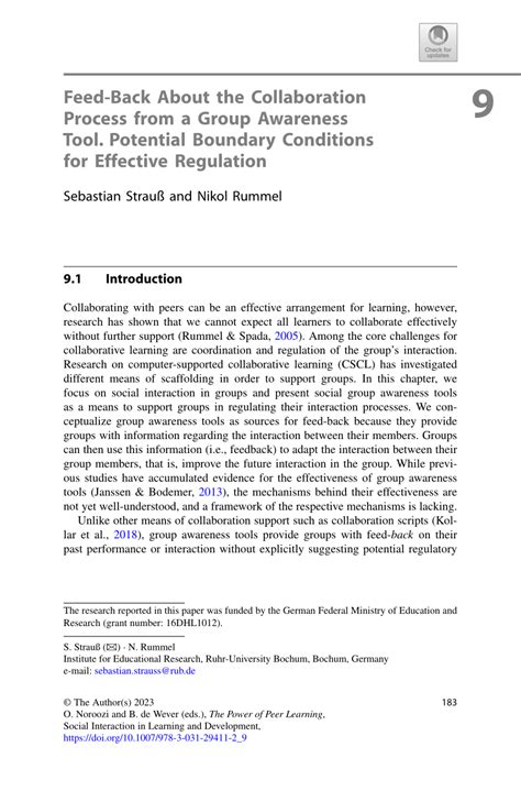 Pdf Feed Back About The Collaboration Process From A Group Awareness Tool Potential Boundary
