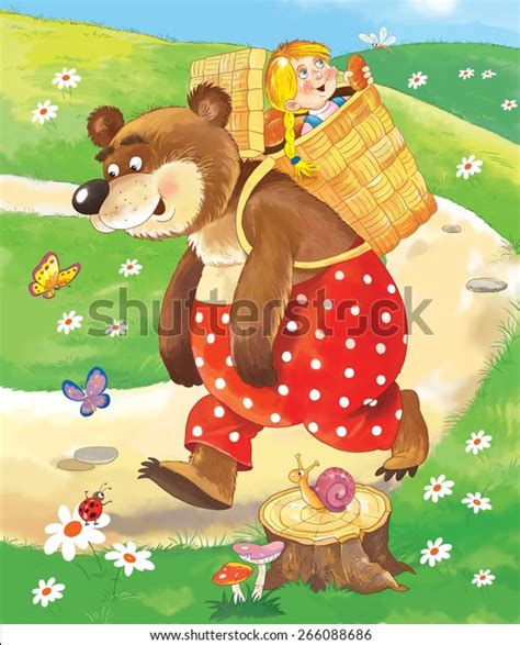 Masha Bear Russian Fairy Tale Illustration Stock Illustration 266088686