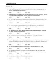 ControlStructures Control Structures TRUE FALSE 1 Unlike The If Else Statement Execution Of A