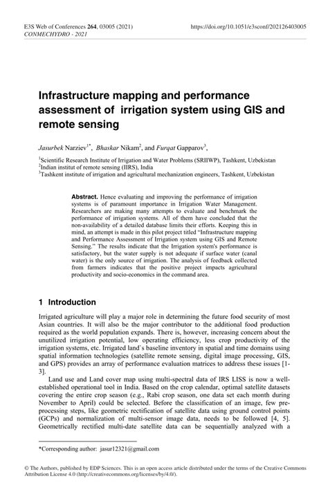 Pdf Infrastructure Mapping And Performance Assessment Of Irrigation System Using Gis And