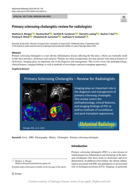 Primary Sclerosing Cholangitis Review For Radiologists Request Pdf