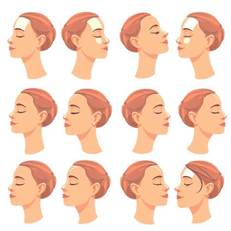 여자의 다른 얼굴 표정의 집합 프리미엄 Ai 생성 벡터