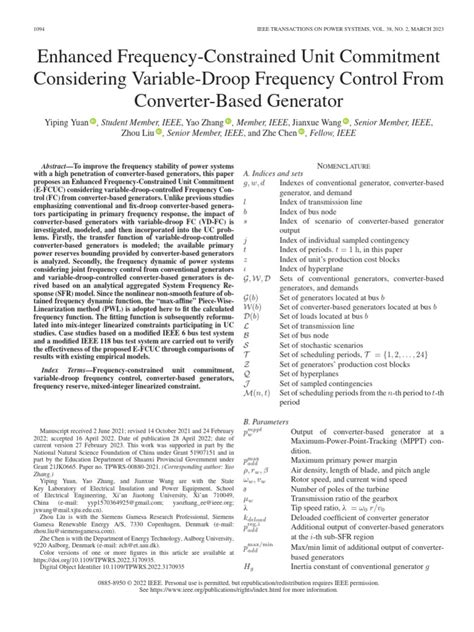new 1 enhanced frequency constrained unit commitment considering