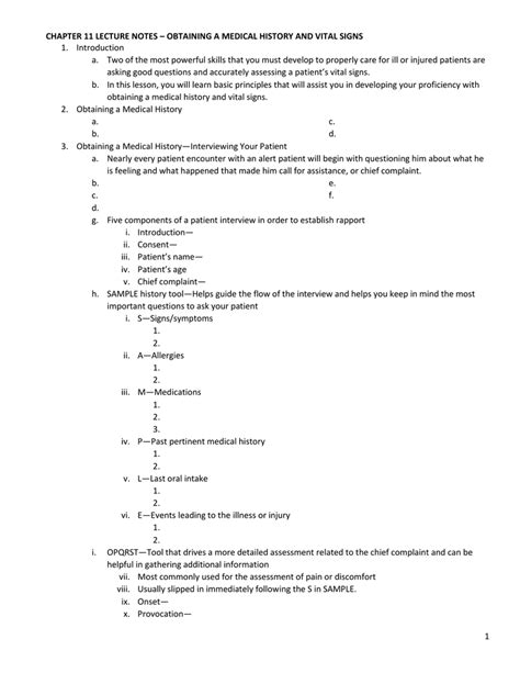 Chapter 11 Lecture Notes Obtaining A Medical