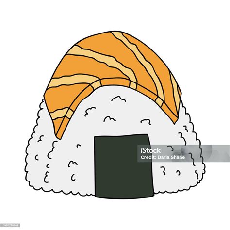 손으로 그린 오니기리 클립 아트 쌀로 만든 일본 패스트 푸드 김 김의 주먹밥 0명에 대한 스톡 벡터 아트 및 기타 이미지 0