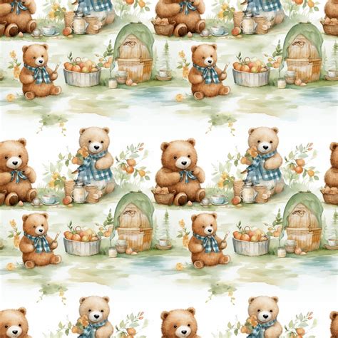 Classic Teddy Bear Pattern 1 Quilting Cotton Fabric
