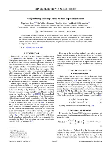 Pdf Analytic Theory Of An Edge Mode Between Impedance Surfaces
