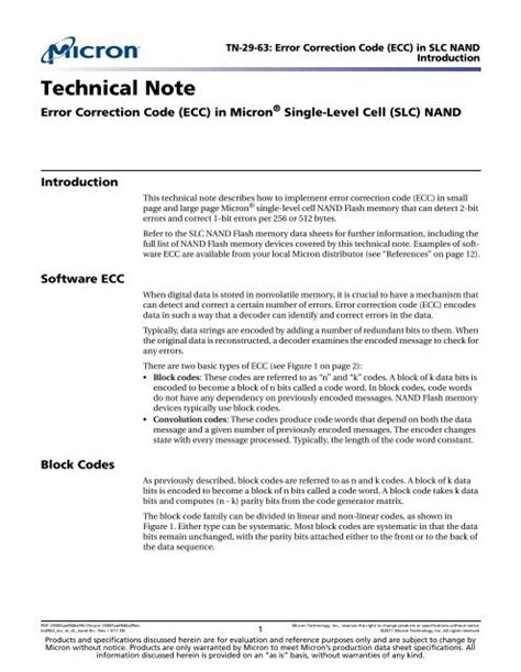 Error Correction Code Ecc In Single Level Cell Slc Micron