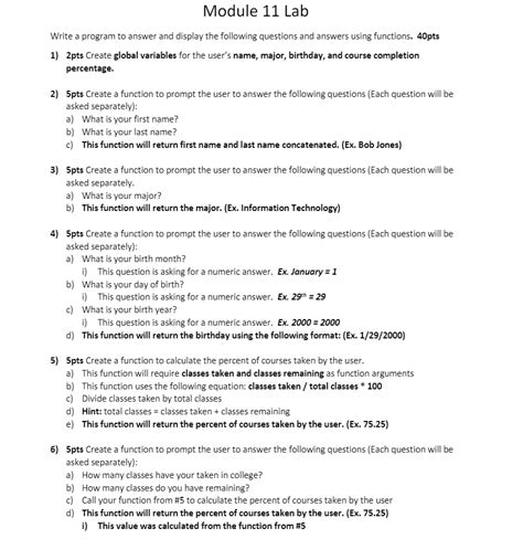 Solved Module Lab Write A Program To Answer And Display Chegg