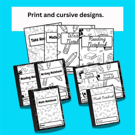 Composition Reading Math Writing Notebookfolderjournal Covers Bundle