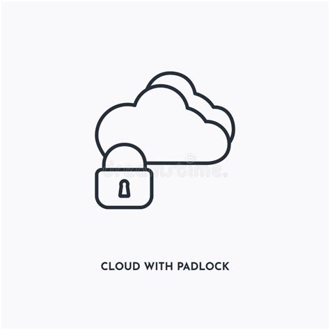 Cloud With Padlock Outline Icon Simple Linear Element Illustration Isolated Line Cloud With