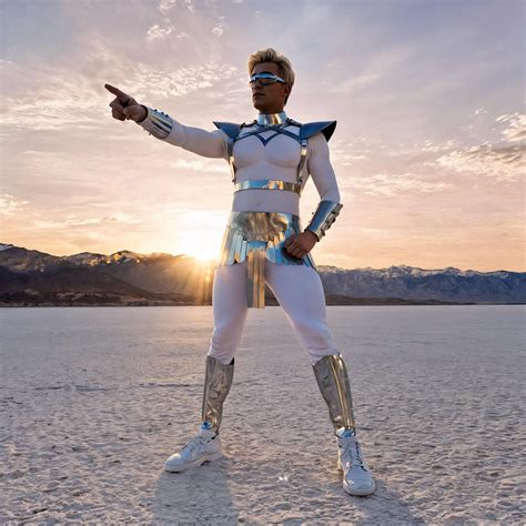 Mens Cosmic Costume Set Silver Alien Outfit Futuristic Clothing For