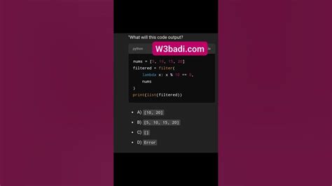Python Quiz Lambda And Filterpythonfunctions Lambdafilter