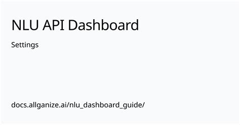 Settings Nlu Api Dashboard