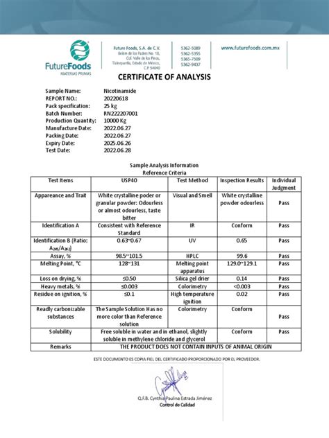 Certificate Of Analysis Pdf Solubility Physical Chemistry