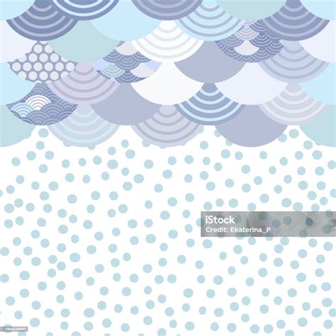 텍스트 비 물방울 무늬 추상 적물 비늘 간단한 자연 배경 텍스트에 대 한 일본어 원 패턴 공간 파 파 화이트 블루 회색 녹색 녹색 색상 카드 배너 디자인 벡터 0명에 대한