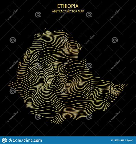 Abstract Map Of Ethiopia Vector Illustartion Of Striped Gold Colored Map Stock Vector