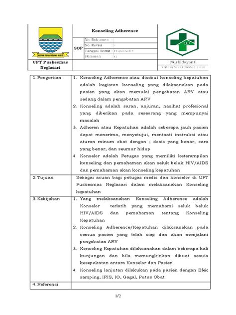 Sop Konseling Adherence Pdf