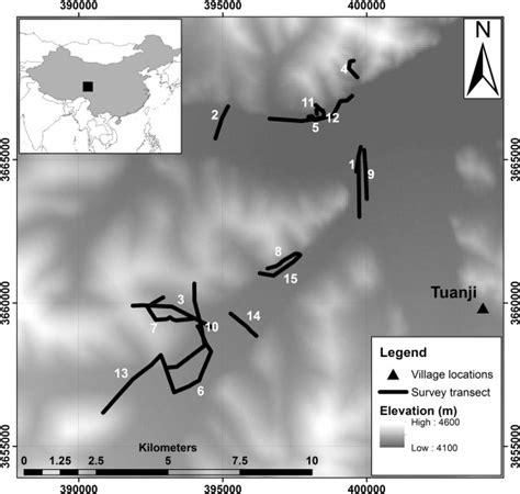 Study Site Location With Numbered Survey Transects SRTM DEM USGS Download Scientific Diagram