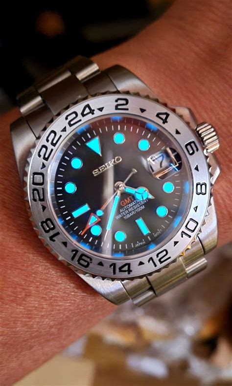 Seiko Gmt Mod Sapphire Crystal Cyclob Handwind Auto And Hacks Caliber