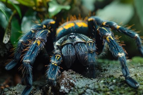 Un Primer Plano De Una Tarántula Que Hace Su Hogar Entre Las Raíces De