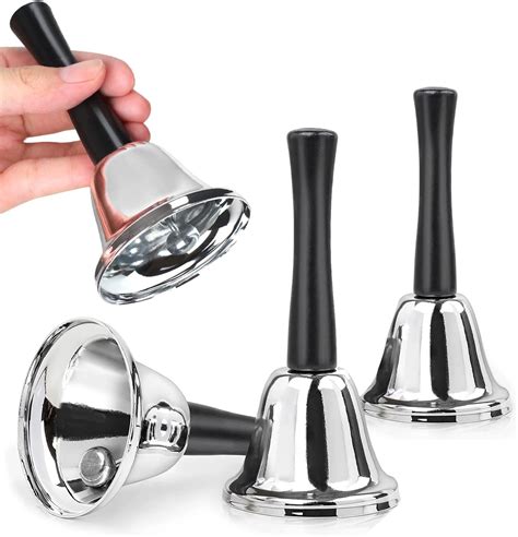 4 Pack Hand Bell Silver Steel Bell Ringing Bell With