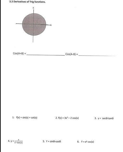 Solved Derivatives Of Trig Functions Cos A B Chegg