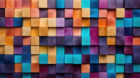 Abstract Block Stack Wooden 3d Cubes Colorful Wood Texture For Backdrop Stock Illustration