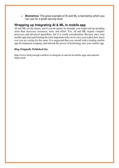 Ppt How To Integrate Ai And Ml In Mobile Apps And Unleash Future Tech Powerpoint Presentation Id