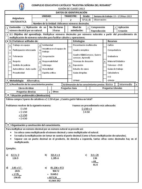 Hojas De Trabajo Sobre La Multiplicación De Decimales