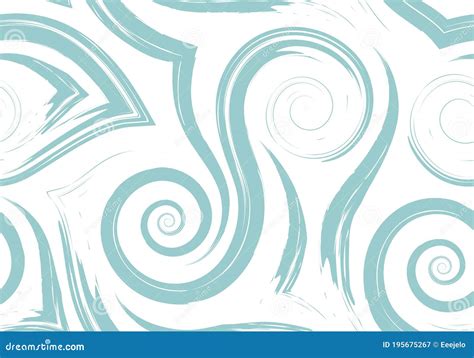 Stock Seamless Vector Pattern Of Turquoise Flowing Lines And Spirals Isolated On White