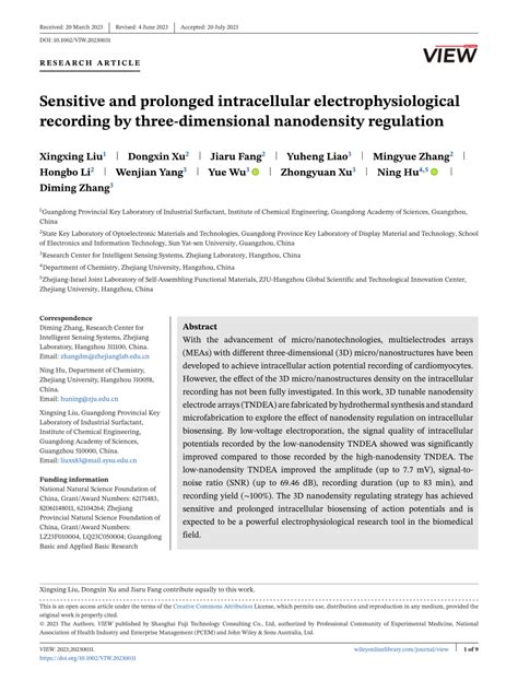 Pdf Sensitive And Prolonged Intracellular Electrophysiological Recording By Three‐dimensional