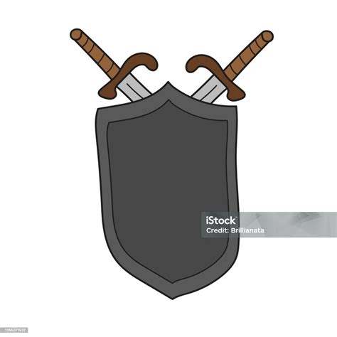 간단한 만화 아이콘 중세 칼과 방패 0명에 대한 스톡 벡터 아트 및 기타 이미지 0명 강철 검 Istock