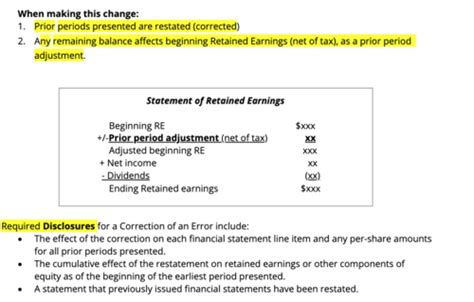 Retained Earnings Statement Prior Period Adjustment