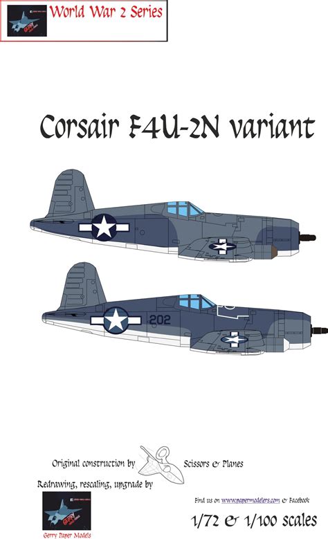 1 72 And 1 100 Vought F4u 2n Corsair 2 Kit Bundle Paper Model