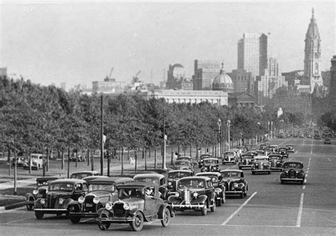 Traffic On Benjamin Franklin Parkway Circa 1940s Vintage Los Angeles