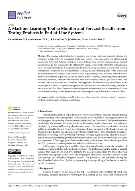 pdf a machine learning tool to monitor and forecast results from